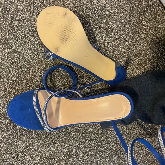 Shoes | Royal Blue Strappy Heels W Diamonds | Poshmark